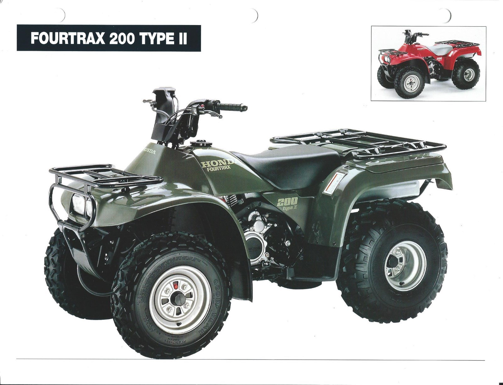 ATV Data Sheet - Honda - Fourtrax 200 Type II - 1994 (V114) | eBay