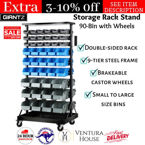 Giantz Storage Bin Rack Wall Mounted Tools Shelving Warehouse Workshop ...