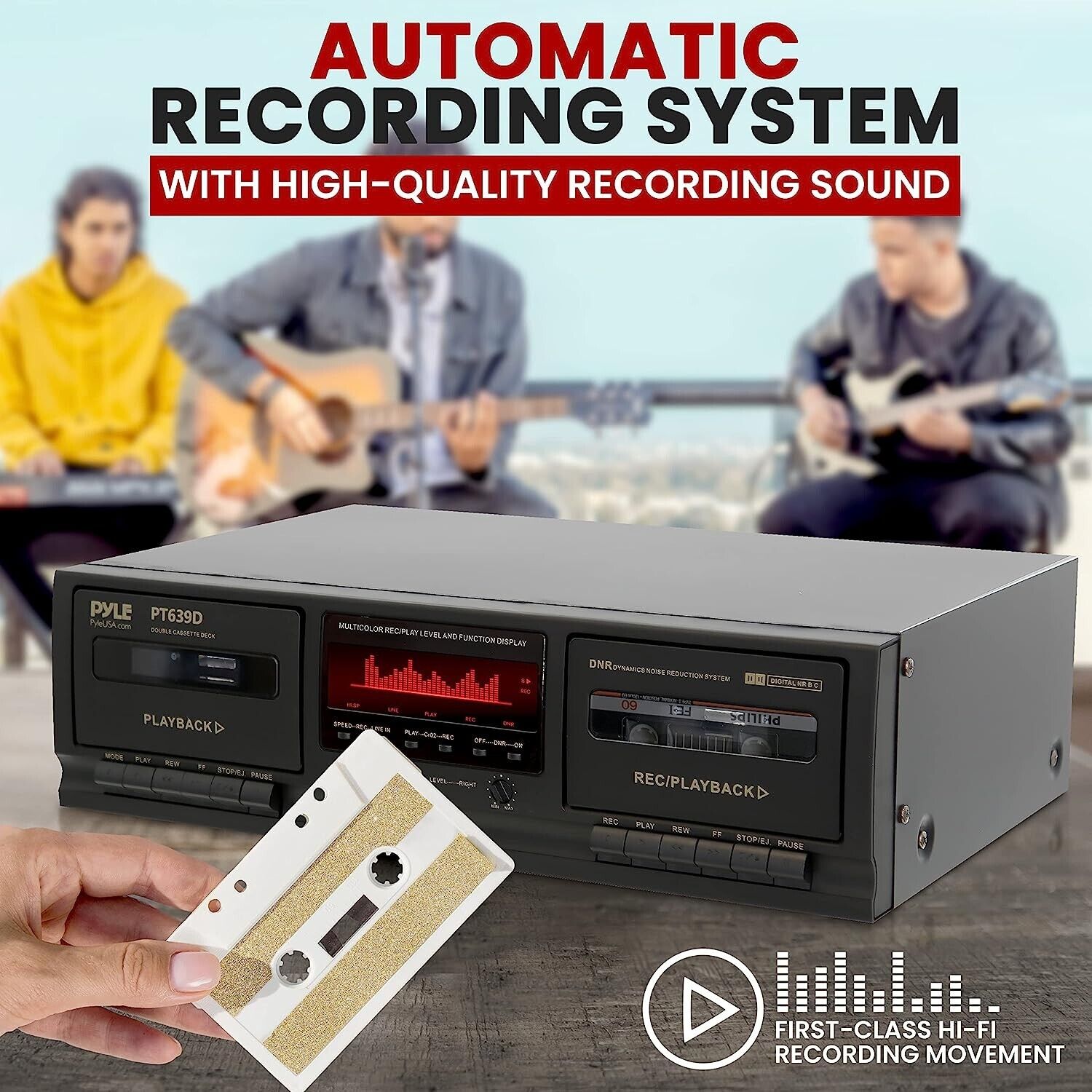 Pyle PT639D Dual Cassette Deck Stereo - Black for sale online | eBay