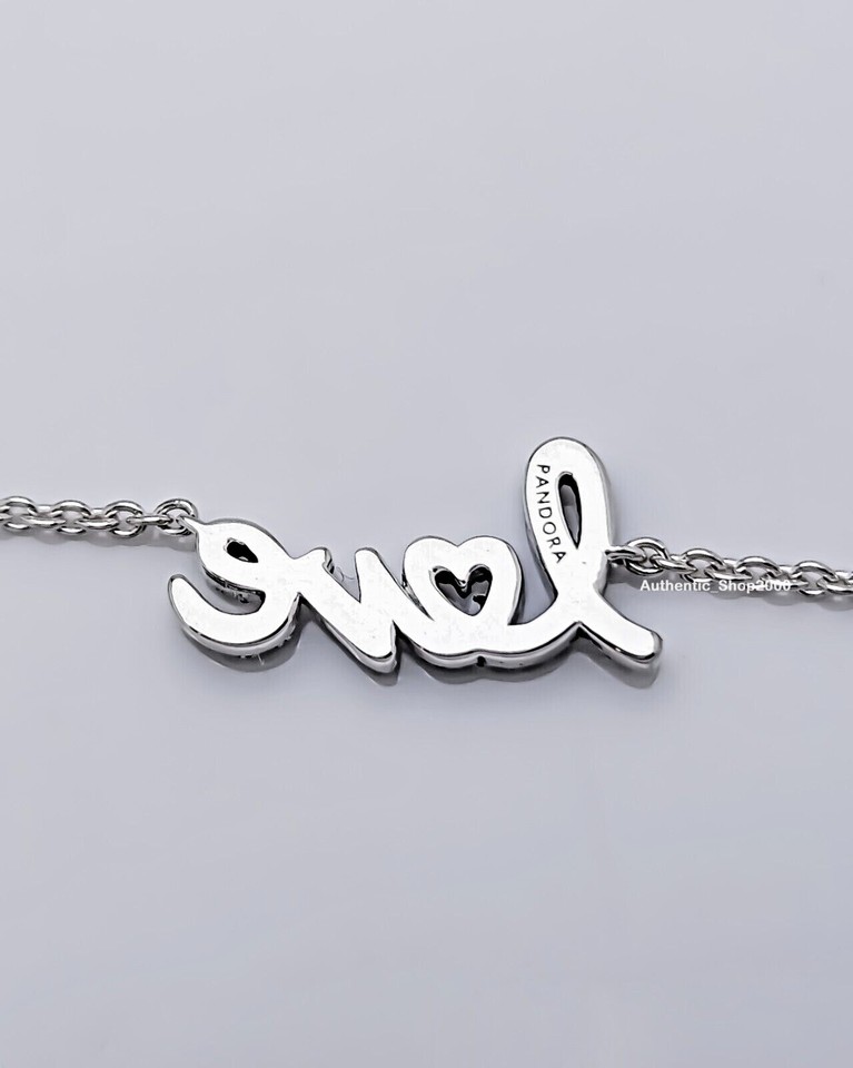 New 100% PANDORA 925 Sparkling Handwritten Love Collier Necklace ...