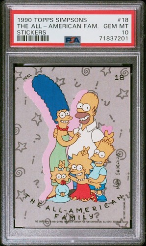 1990 Topps Simpsons ROOKIE #18 The All-American Family Gem Mint PSA 10 ...