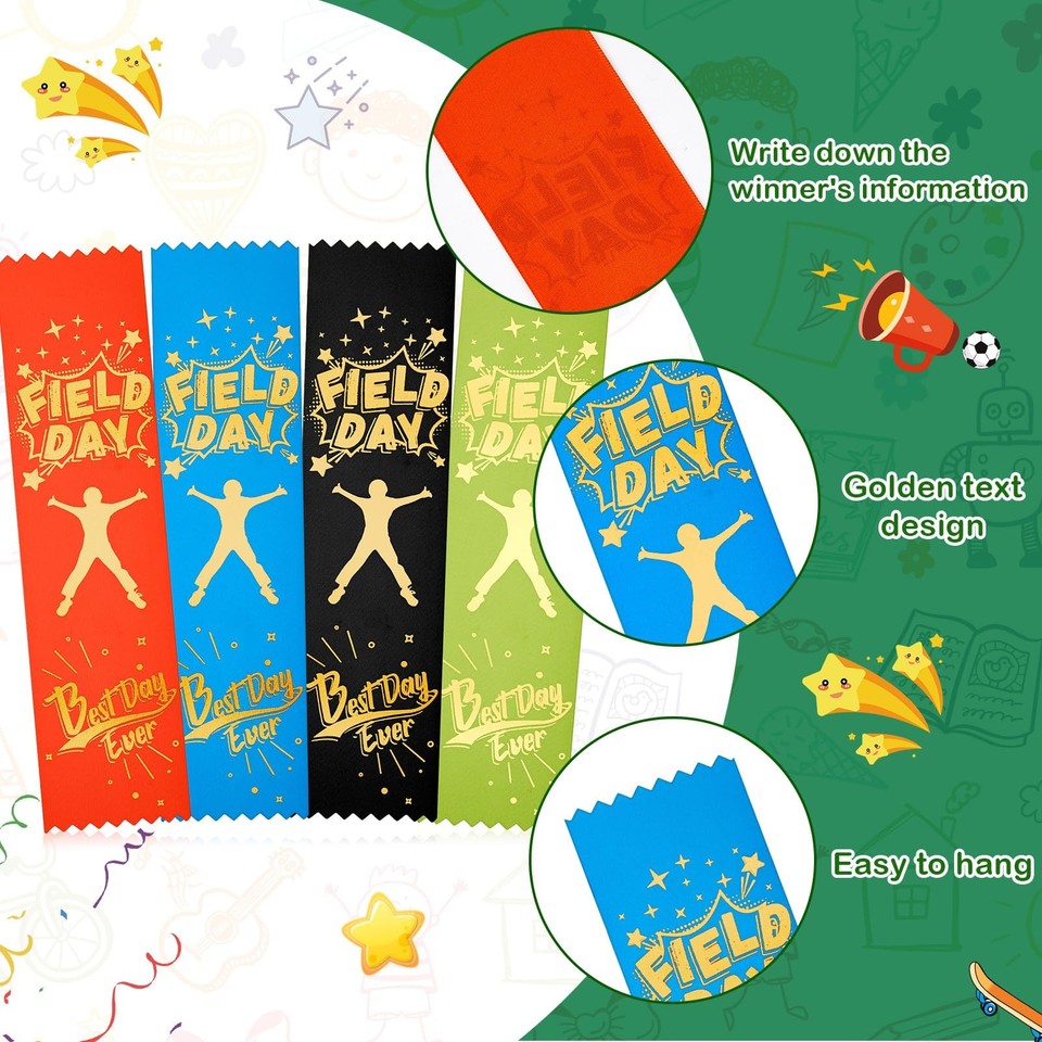400 Pieces Field Day Ribbons Bulk Award Ribbons Participant Ribbon Best ...