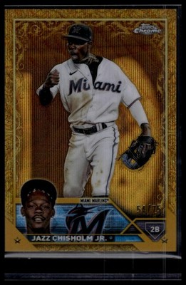 2023 Topps Gilded Collection #58 Jazz Chisholm Jr. Wave Gold Etch #/75 ...
