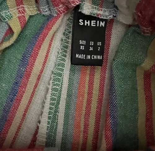 Shein Paper Bag LINEN Pants Cropped Size Small Multi Striped Colorful ...