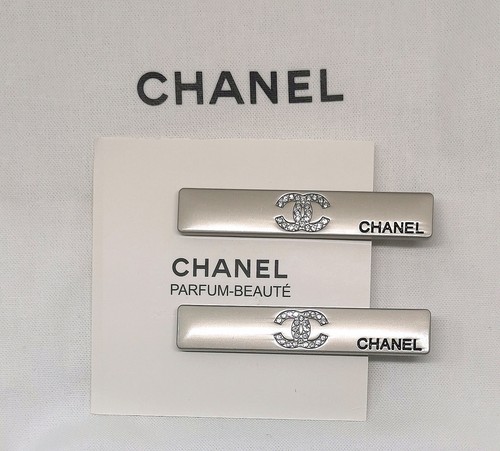 Chanel Silver Metal Rhinestone Hair Pins/Hair Clips 2Pcs Set Beaute GWP ...
