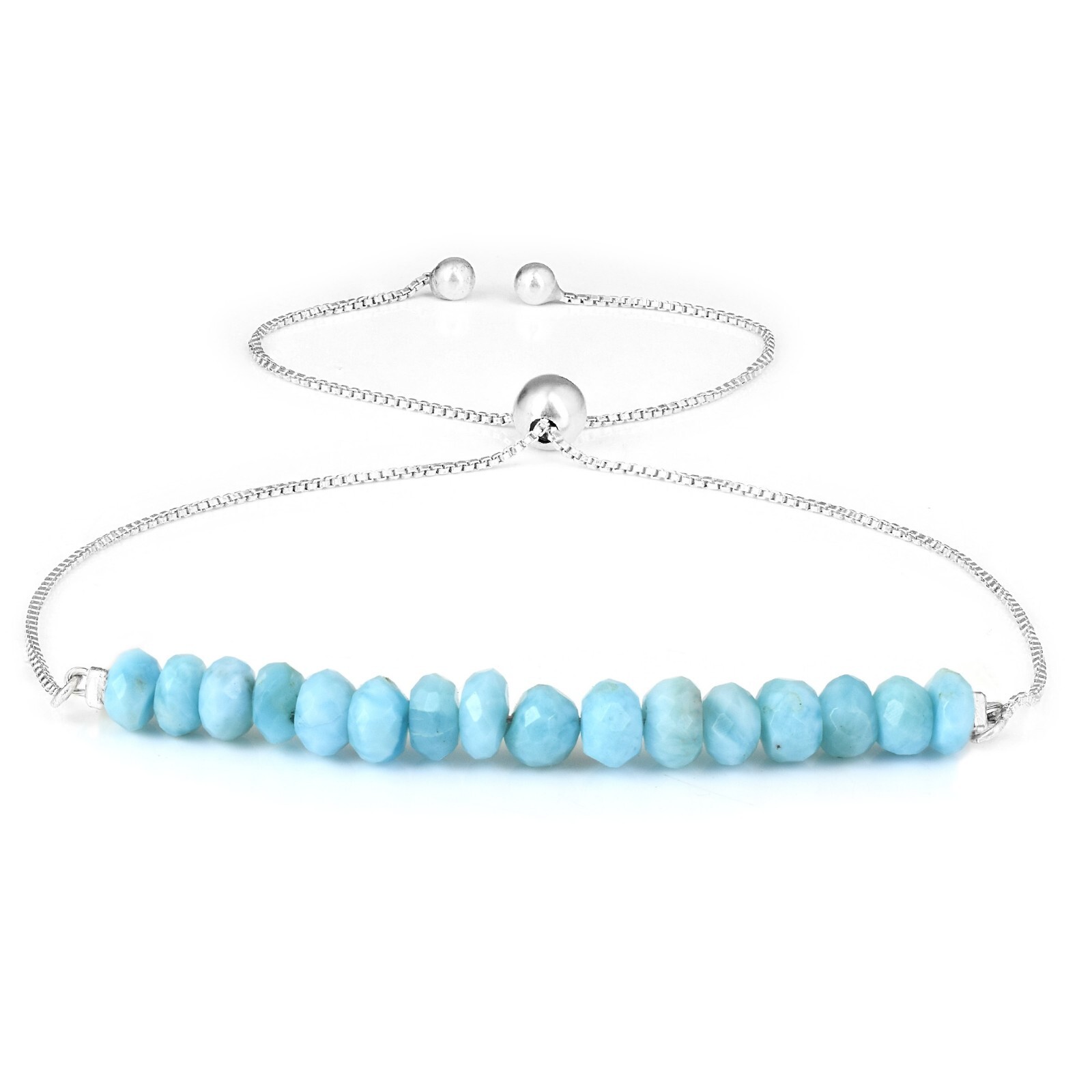 Natural Turquoise Gemstone 22 Cm Length Bolo Chain 925 Silver Slider ...