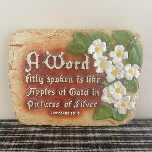 Vintage 1952 Larsen Chalkware Plaque Bible Verse Religious Old Wall Art ...