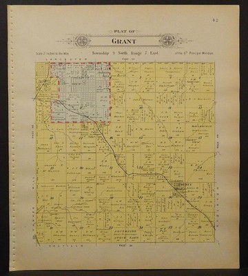 Nebraska, Lancaster County Map, 1903, Township of Grant, L1#48 | eBay