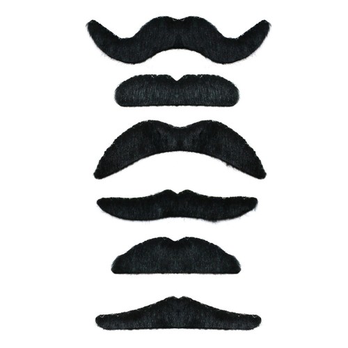 6 x Fancy Dress Stick On Adhesive Moustache Set Handlebar Pencil YMCA ...