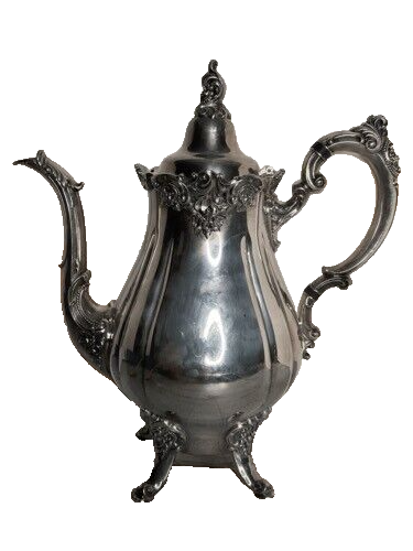 Vintage Baroque by Wallace 282 Coffee/Tea Pot Ornate Silverplate Footed ...