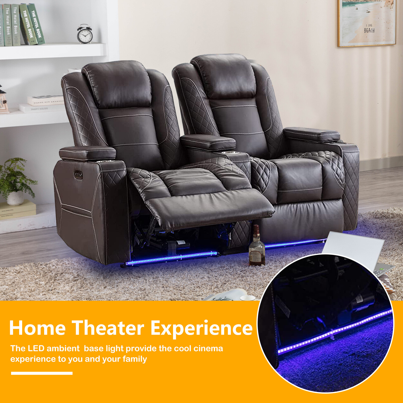 Electric Power Recliner Chair Home Theater Seat Sofa w/Power Headrest ...