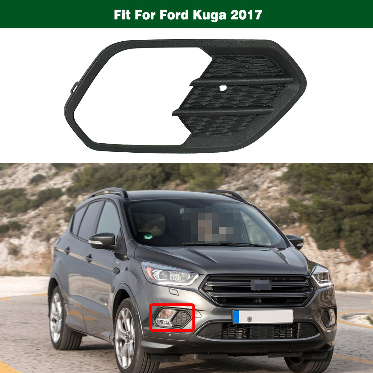 Right Front Bumper Fog Light Cover Trim Bezel for Ford Escape Kuga 2017 ...