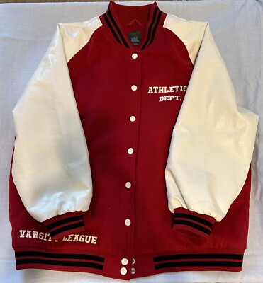 Women's Faux Leather Varsity Jacket - Wild Fable Red XXL Letterman | eBay
