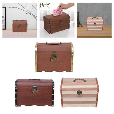 Decorative Durable Metal Handle Piggy Bank Chest with Lock and Keys ...