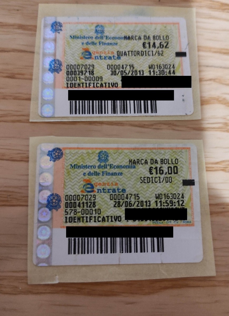 Tabella Marche Da Bollo 2013 Marche Da Bollo 16,00 Euro Nuove Vari