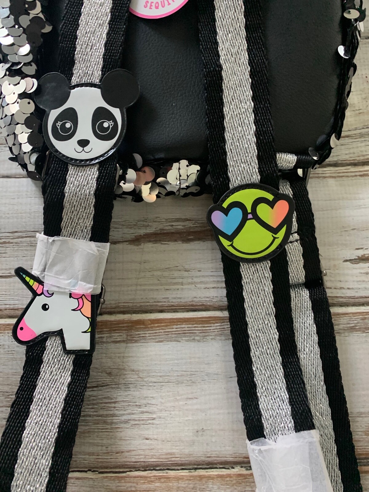 Justice Girl's PANDA UNICORN EMOJI Flip Sequin Mini Backpack Silver ...
