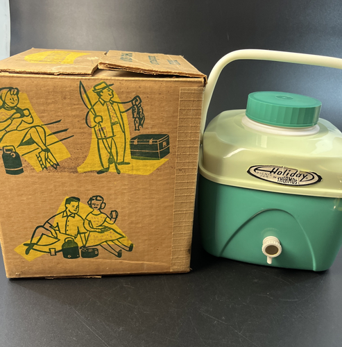 Holiday Picnic Jug Thermos Teal Faucet Drink Cooler Chest Faucet MCM ...