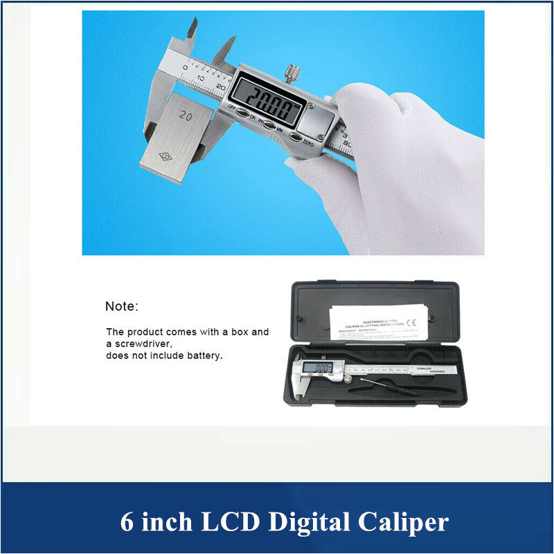LED Digital Caliper Vernier 6" 150mm Electronic Ruler Gauge Stainless ...