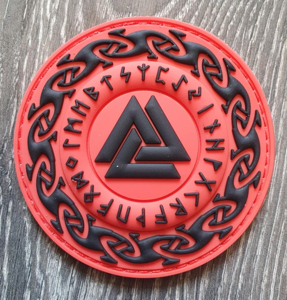 Viking Valknut Runes Knotwork PVC Hook ONLY Patch 8cm Diameter Tactical ...