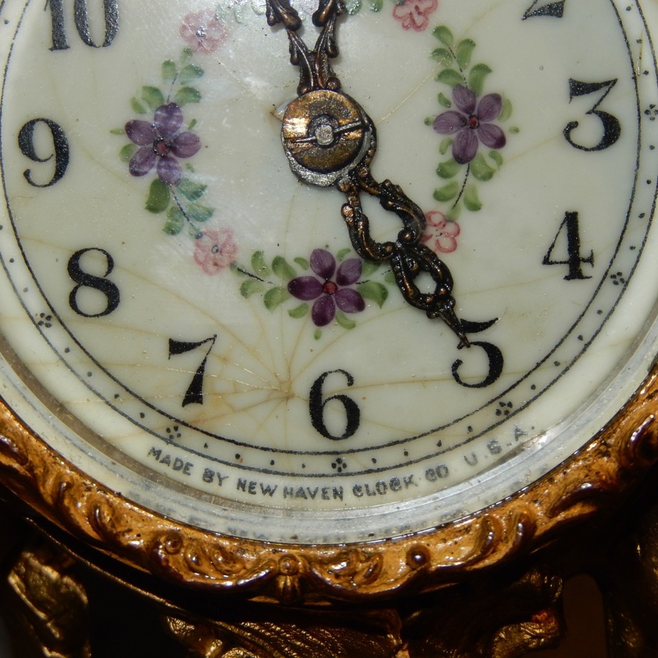 Ornate Gold Gilt CHERUBS Fish DOLPHIN New HAVEN Clock 14" Art Nouveau ...