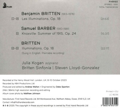 JULIA KOGAN / STEVEN LLOYD-GONZALEZ / BRITTEN SINFONIA BRITTEN: LES ...