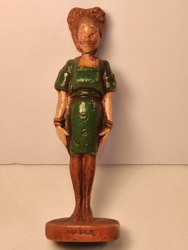 1944 Syroco Wood Rare Maggie Girl W/ Jiggs Comic Character Bringing Up ...