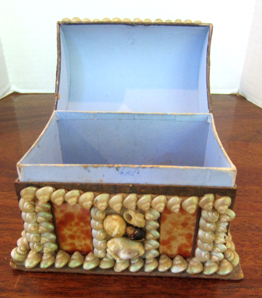 antique shell box with tortoise shell paper - a long ago beach souvenir ...