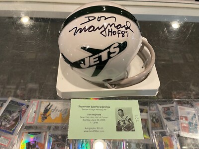 DON MAYNARD NEW YORK JETS HOF 87 SIGNED MINI HELMET BOSLEY AUTHENTIC A ...