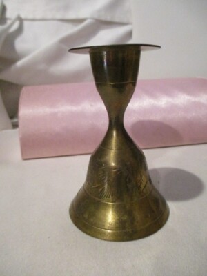 VINTAGE Brass Taper Bell Etched Made in India 3 1/2" T x 2 1/4" W | eBay