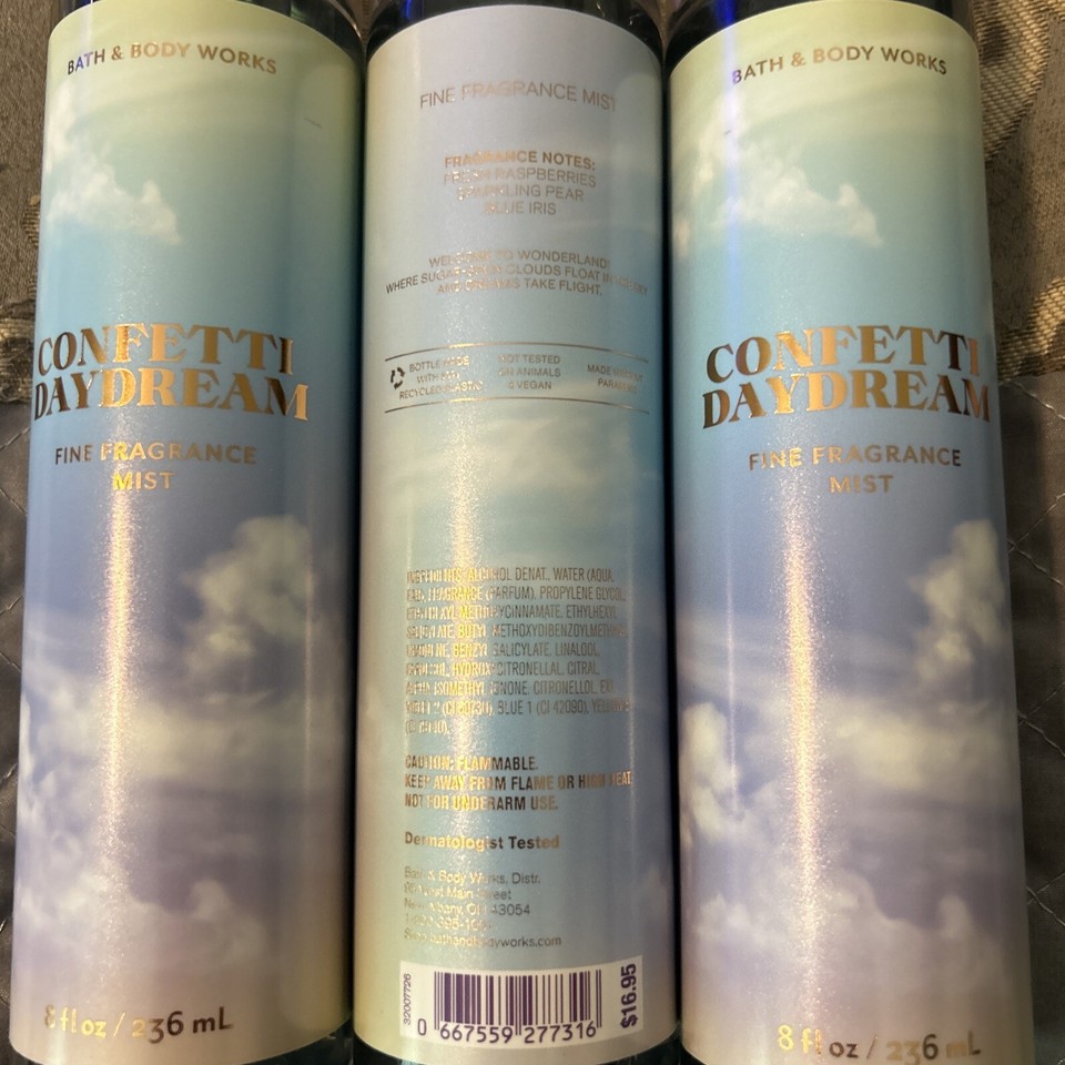 3 Bath & Body Works CONFETTI DAYDREAM Fine Fragrance Mist Spray 8oz NEW ...