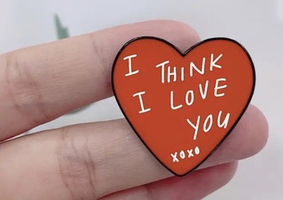 Lapel Pin I Think I Love You NWT Fun Gift Birthdays Heart Shaped | eBay