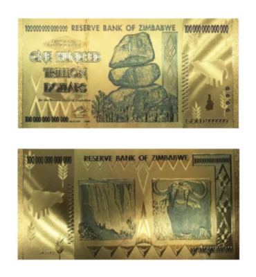 Lot of 12 x Zimbabwe 100 Trillion Dollar - 24k Gold Foil Note ...