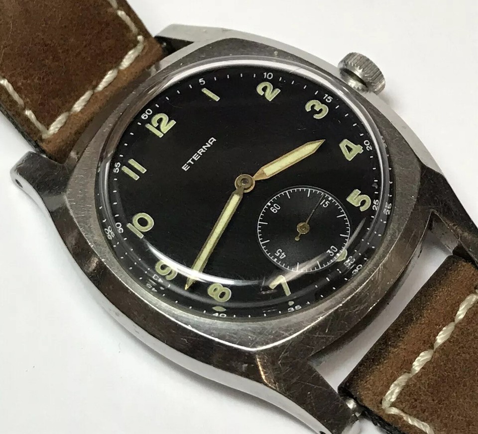 Eterna Pilot’s Wrist Watch Black Dial Brevet Czech Military Spravy ...