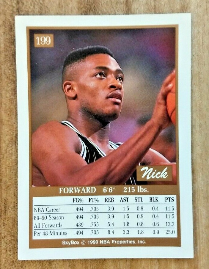 1990-91 SKYBOX NICK ANDERSON ROOKIE CARD#199 NR-MINT ORLANDO MAGIC ...