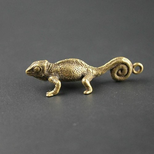 Metal Chameleon Figurine Desk Ornament Mini Statue Sculpture Chamaeleon ...
