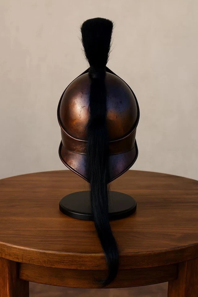 Spartan Warrior Helmet with Stand Black Crest Greek Corinthian ...