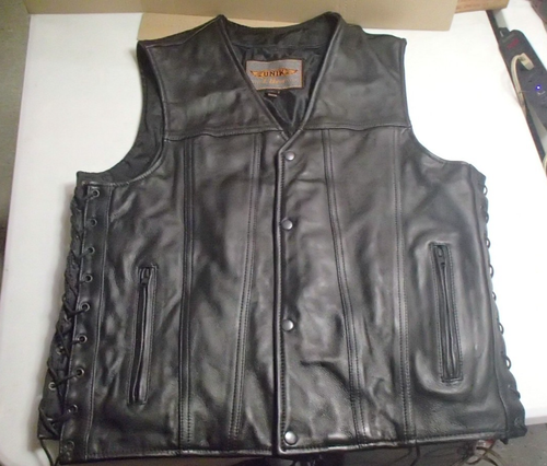 UNIK ULTRA Leather Vest With Zipper and Snaps Conceal Lace Up Sides ...