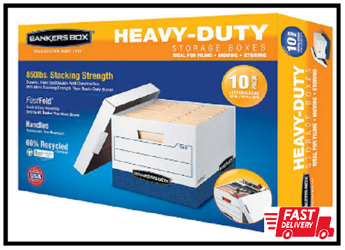 Heavy Duty File Boxes Storage Box Letter Legal Tear Resistant Fast Fold ...