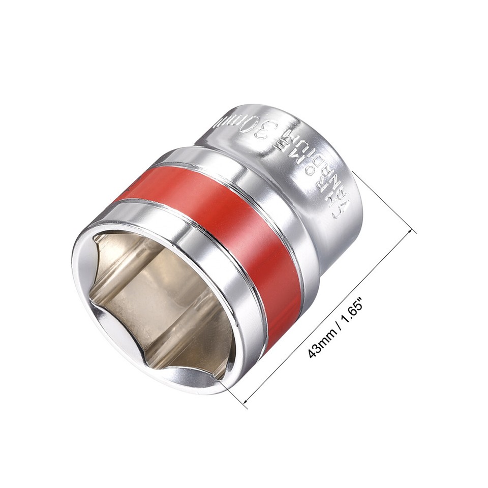 1/2-Inch Drive by 30mm Shallow Socket with Red Band, Cr-V, 6-Point ...