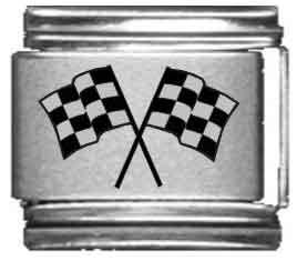 Clearly Charming Checker Flags Laser Italian Charm | eBay