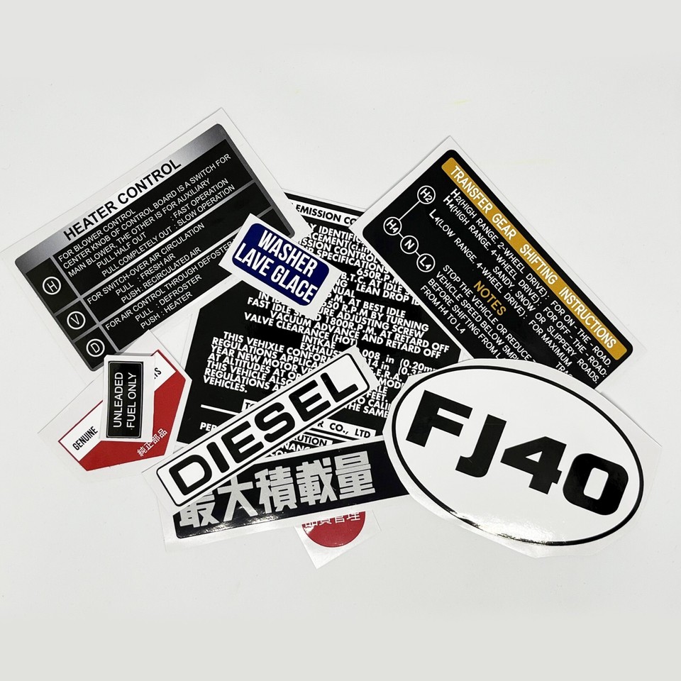 TOYOTA LAND CRUISER FJ40 RESTORATION WARNING CAUTION ENGINE STICKERS ...