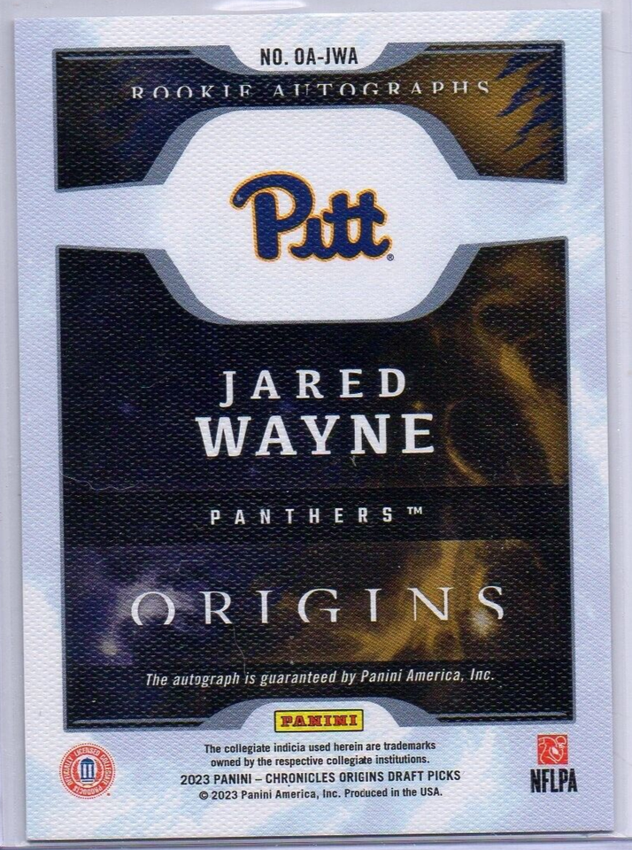 2023 Panini Chronicles Origins JARED WAYNE RC Auto /49 Pittsburgh ...