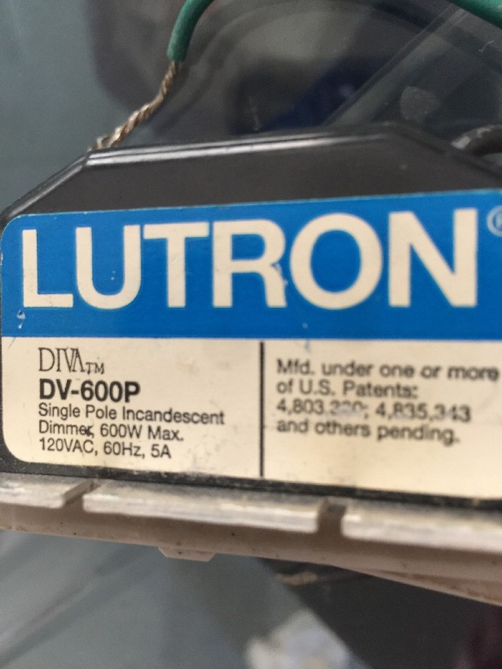 White Lutron Diva 600-Watt Single Pole Preset Dimmer DV-600P | eBay