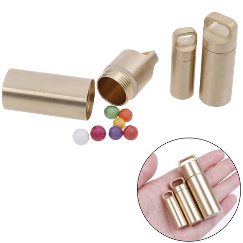 Pocket Small Brass Waterproof Pill Box Medicine Case Seal Container ...