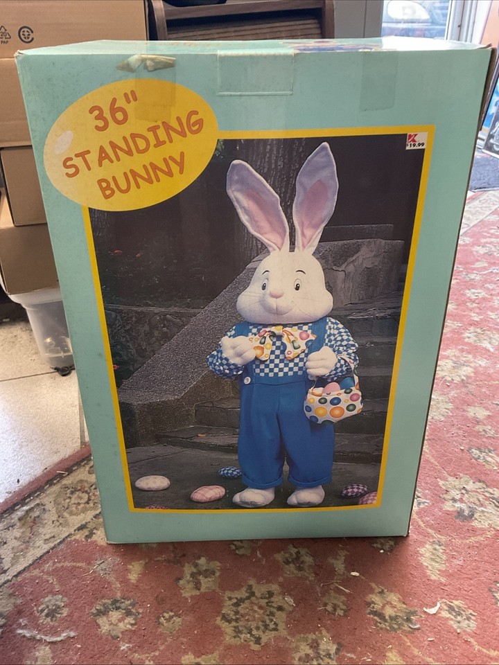 Vintage 36” Standing Easter Bunny w/Basket Door Greeter K-Mart Rabbit ...