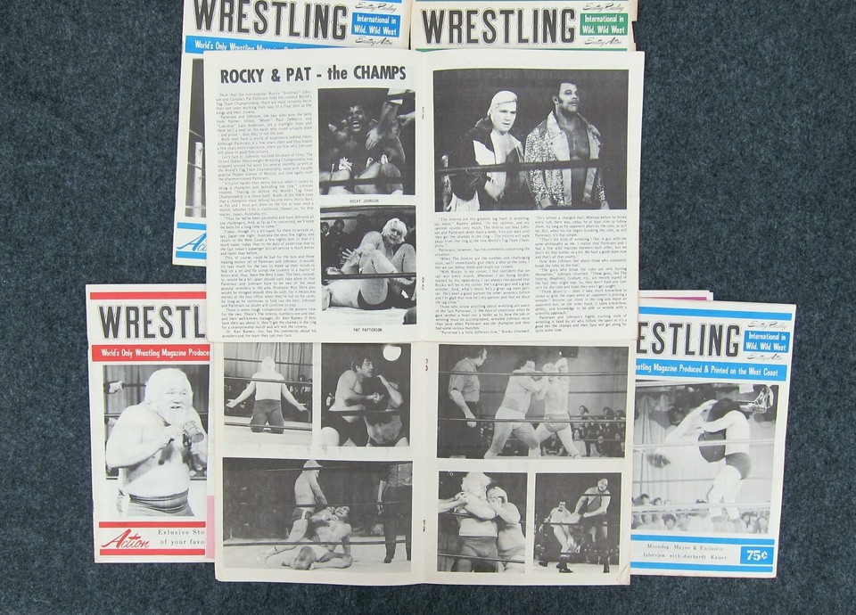 VINTAGE (ACTION) WRESTLING MAGAZINE & COW PALACE PROGRAM LOT*MOONDOG ...