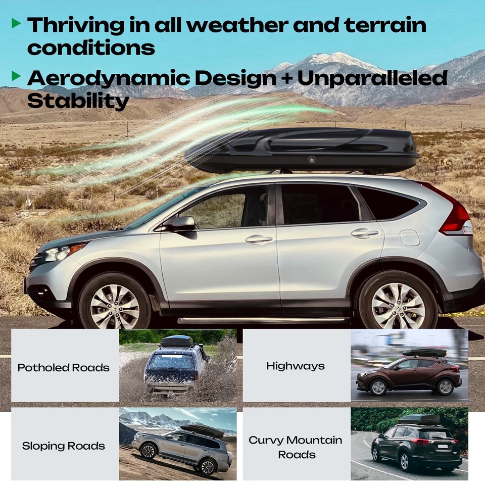 16 Cu. Ft. Rooftop Cargo Box Car Top Cargo Carrier Roof Mount Storage ...