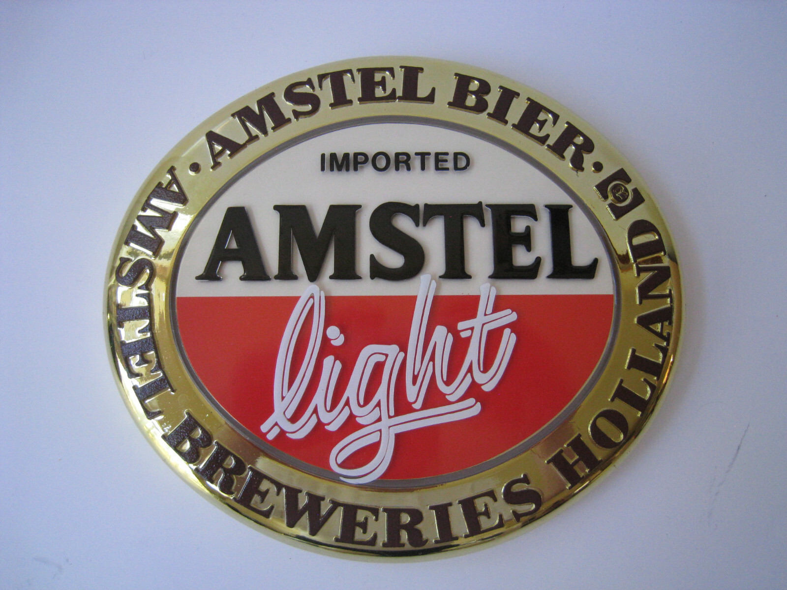 AMSTEL LIGHT IMPORTED BEER GOLDEN OVAL WALL BAR DISPLAY NEW VTG | eBay