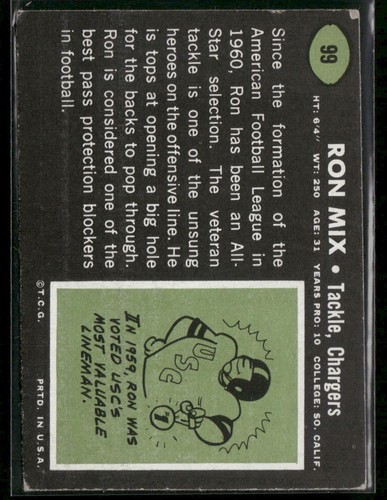 1969 Topps Ron Mix #99 HOF | eBay