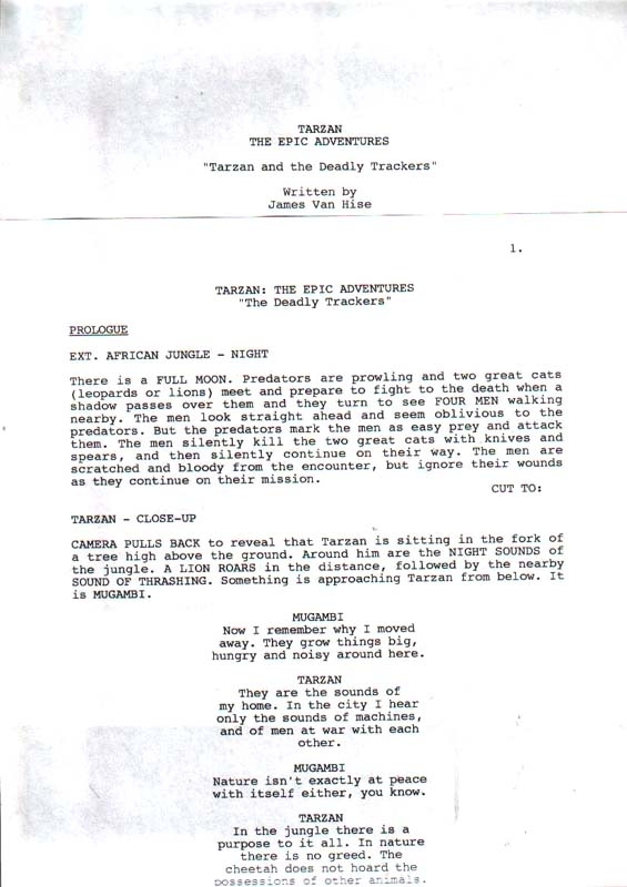1996 unproduced TARZAN THE EPIC ADVENTURES script | eBay